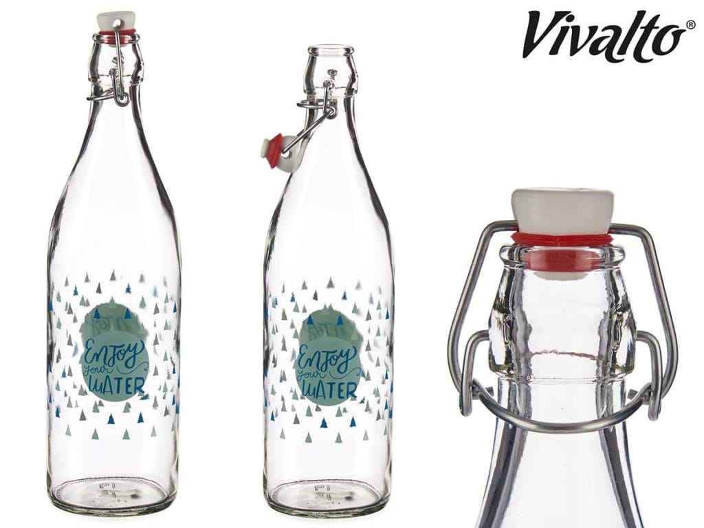 Botella de cristal 1L Water - Elegante y práctica